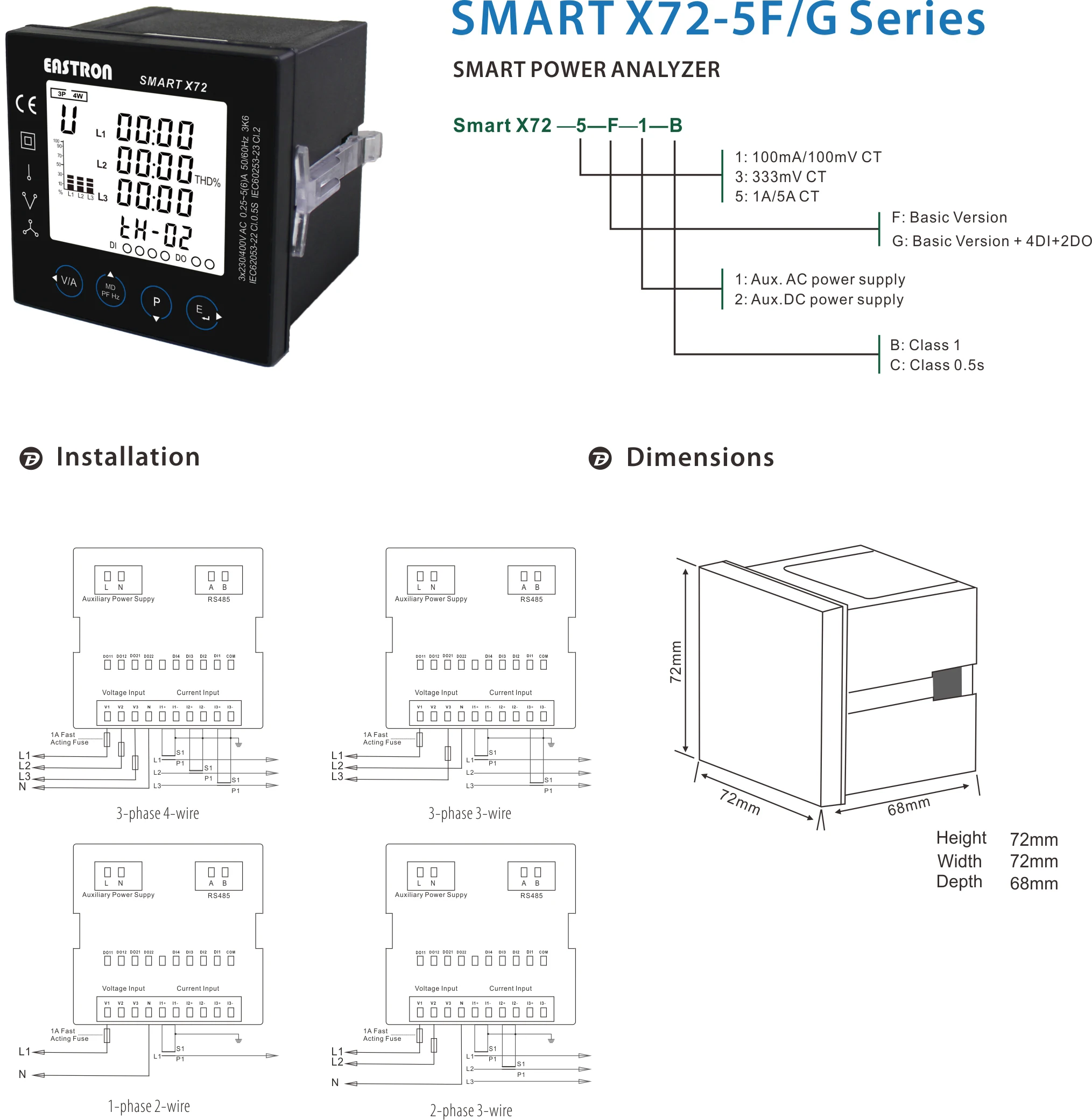 Smart X72-F Power Meter - Precision 3 Phase Measurement