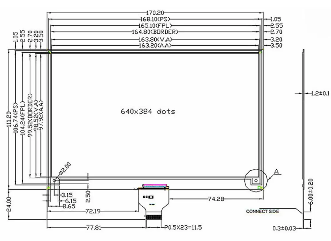 7.5 Inch E-Paper Display, 640X384 Resolution, Black White & Red Color ...