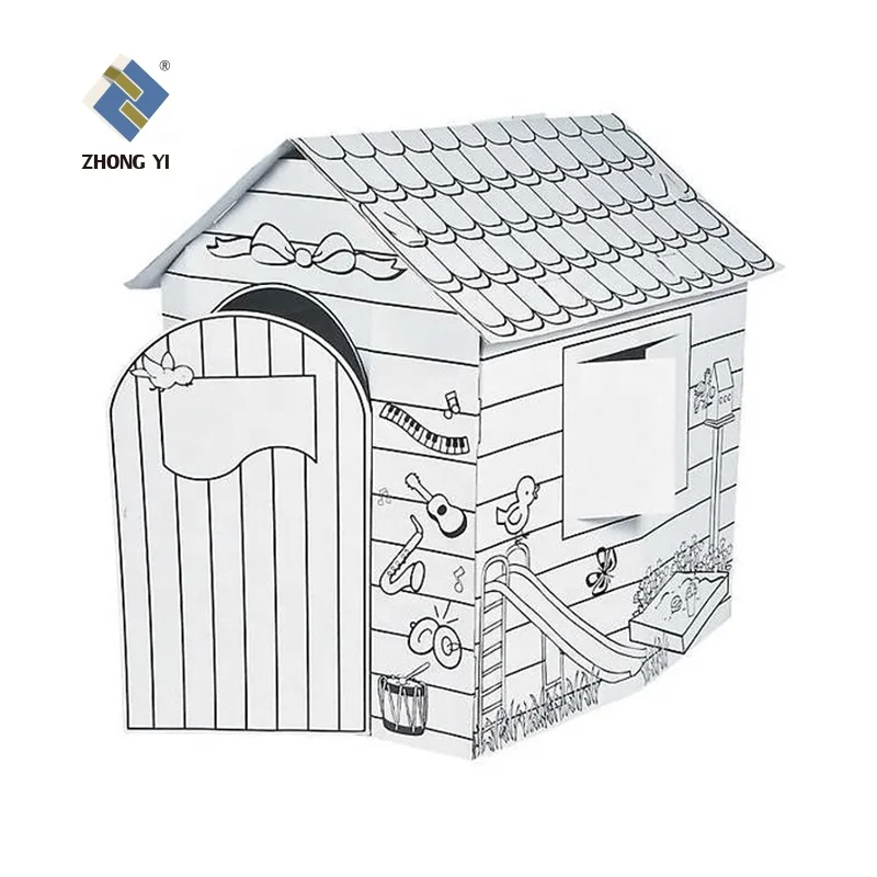 Cardboard Coloring Playhouse for Kids - DIY Fun!