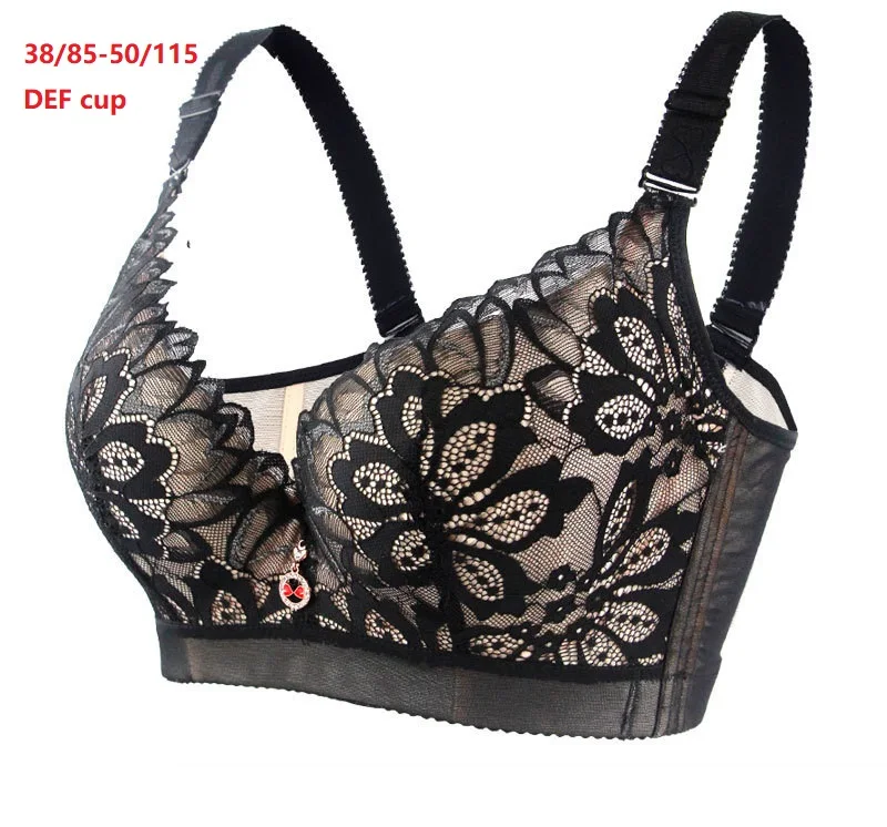 D E F Cup Big Size Bras For Women Plus Size Padded Bras Underwire Brassier Lace Sexy Big Cup