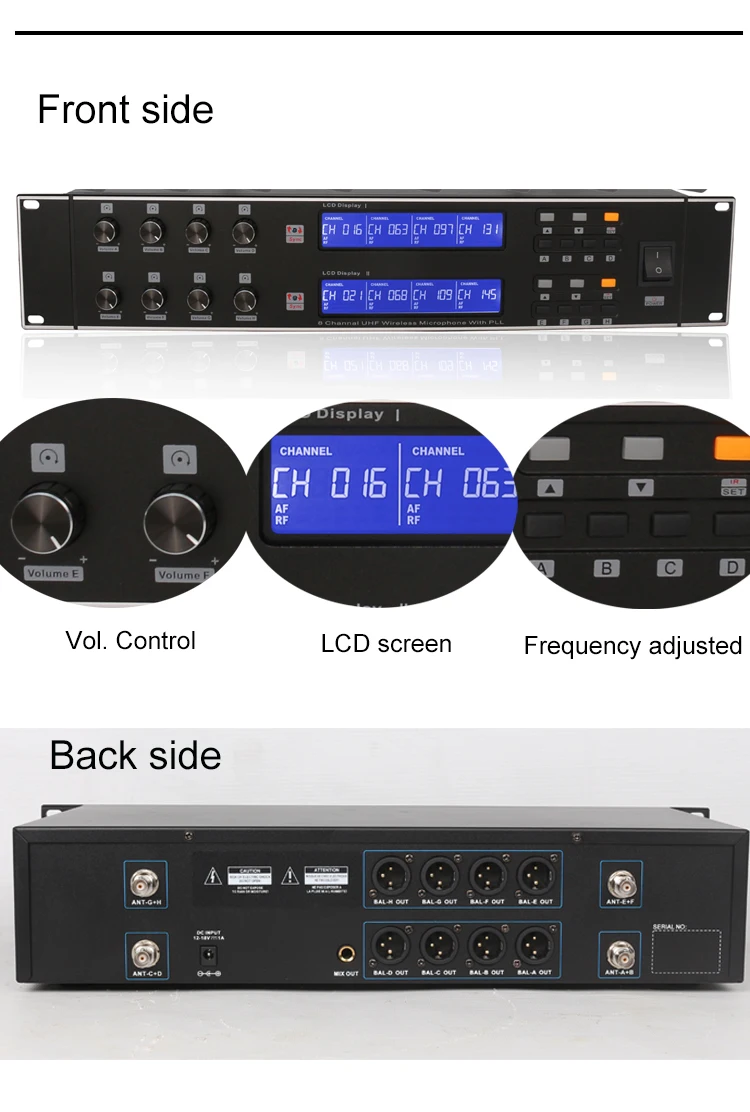 8 Channel Handheld Mic Wireless Table Conference Microphone System ...