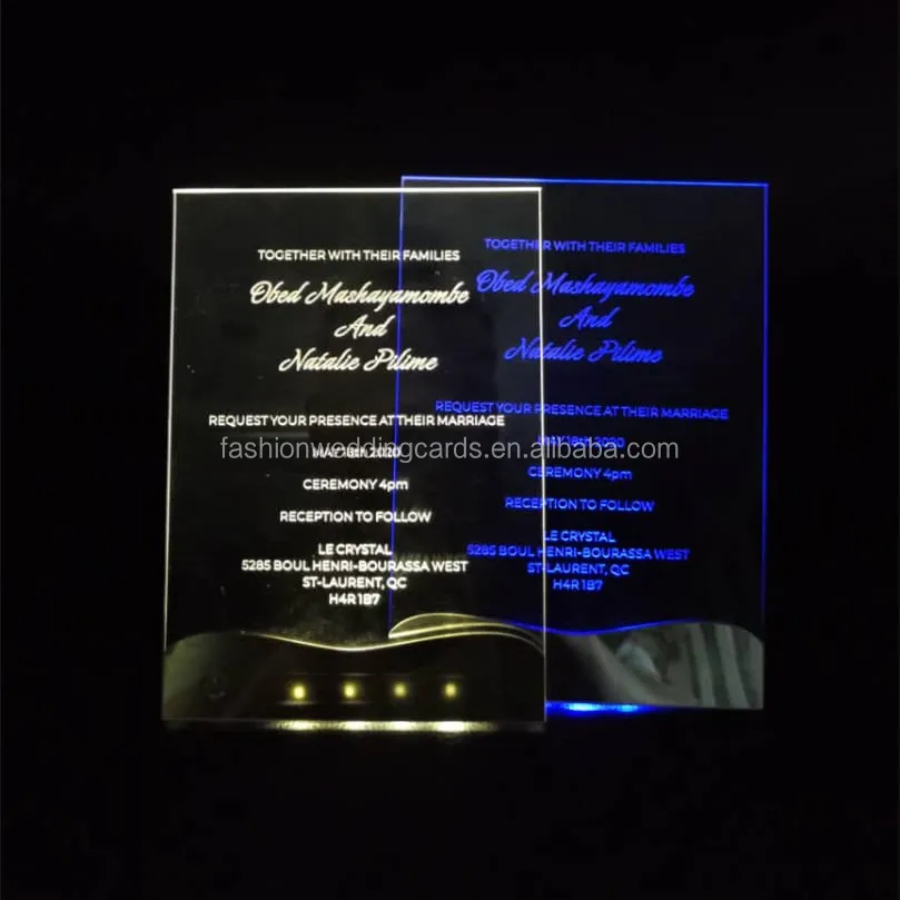 LED Wedding Invitations with Engraved Text - Unique Design