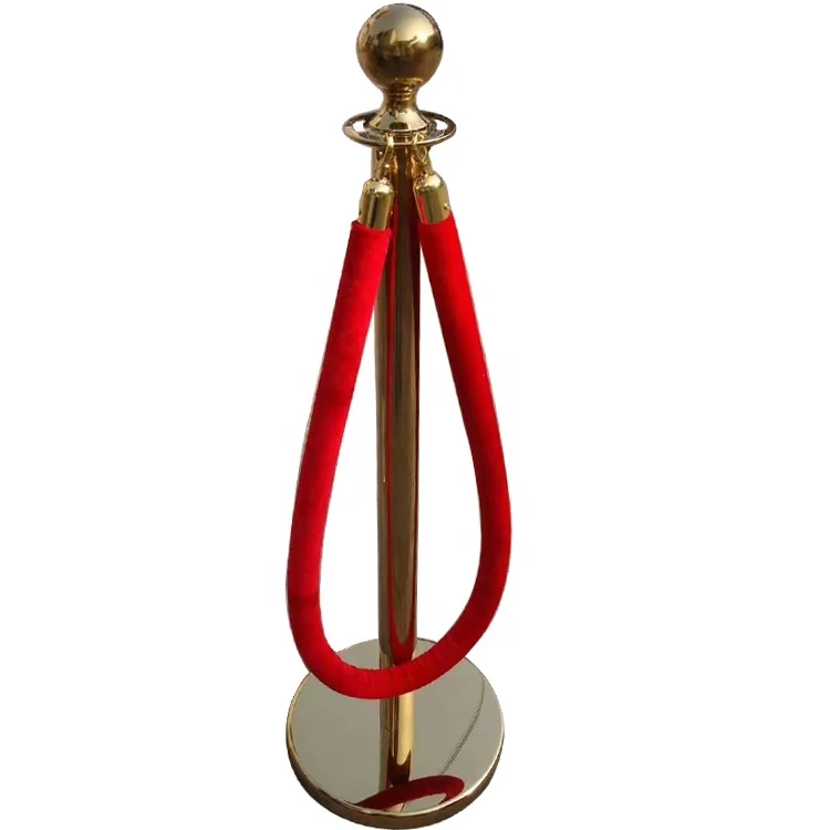Cheap Gold With Velvet Rope Crowd Control Barrier Stanchion Poles For ...