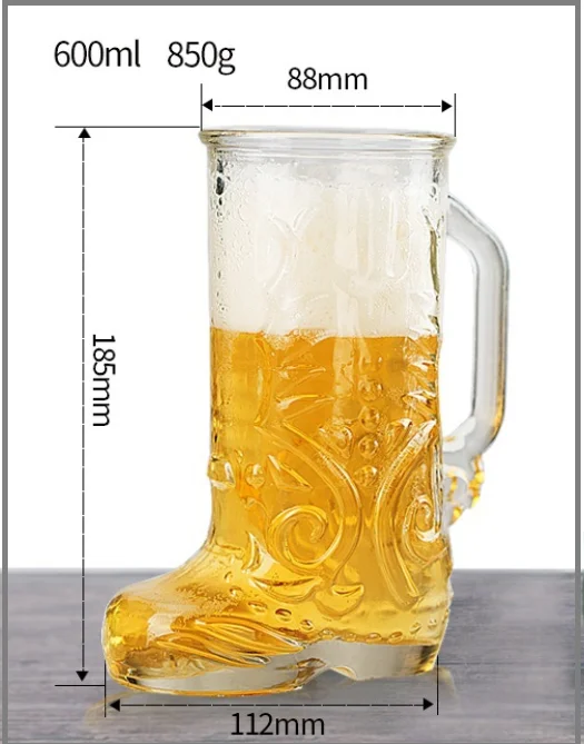 20oz Boot Shaped Beer Glass with Handle - Perfect for Parties