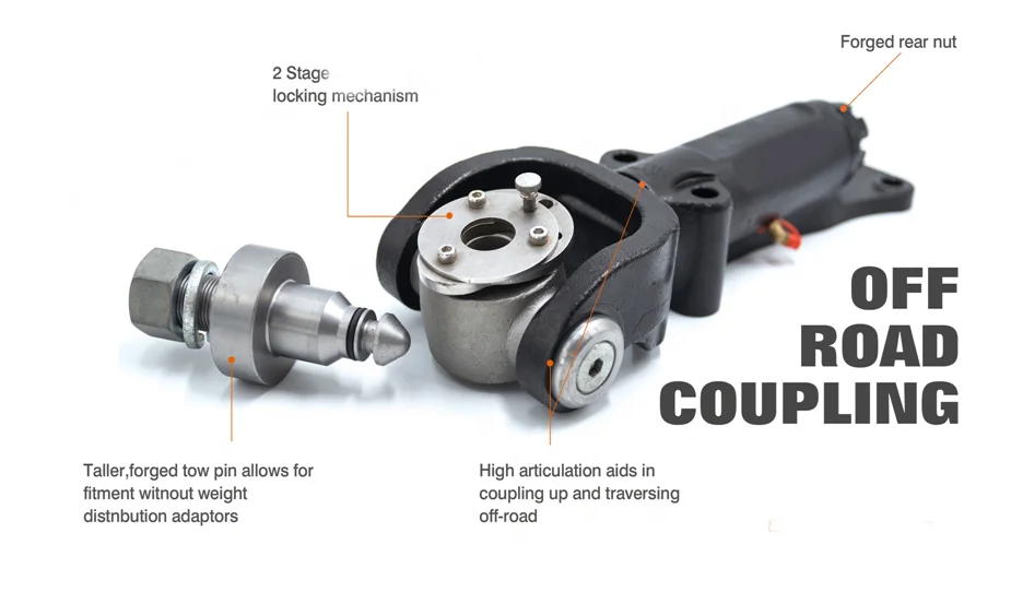 Black Forged off Road Coupling with Tow Pin - 3.5T Payload