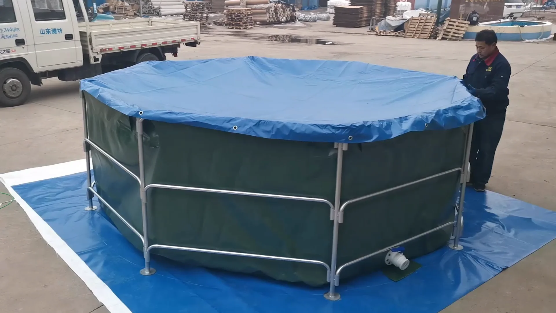 Soft Pvc And Steel Frame Collapsible And Movable Aquaculture Farming ...