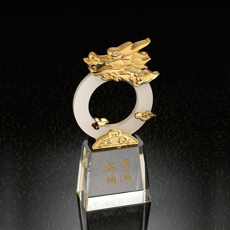 Custom Design High Quality Metal Dragon Trophy with Crystal