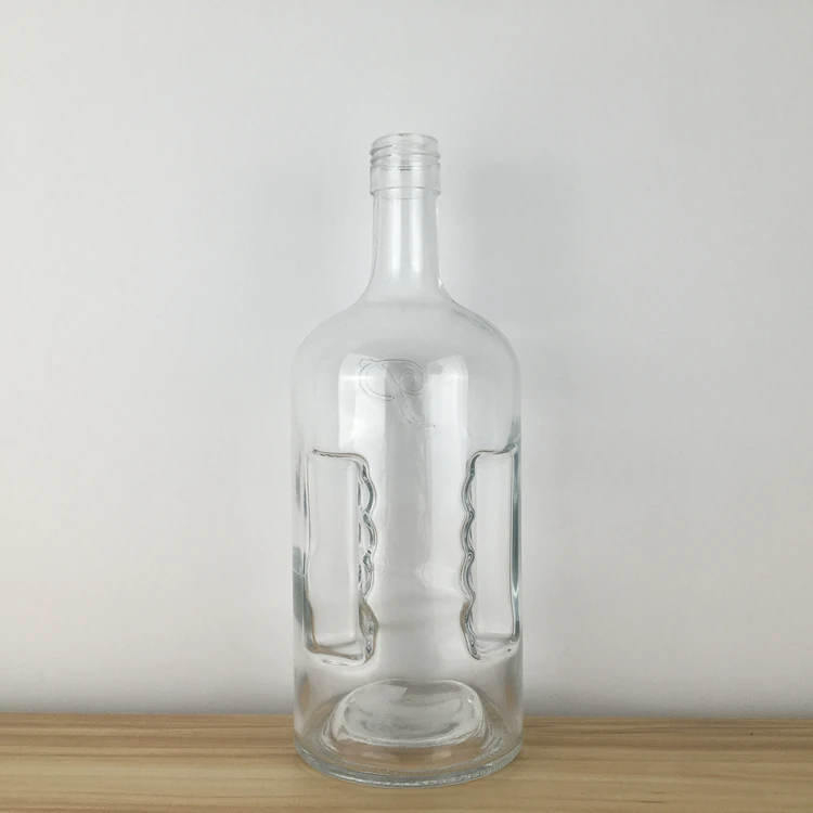 Empty Clear 1.75 Liter 1750ml 1800 Liquor Silver Bottle For Wine Vodka ...