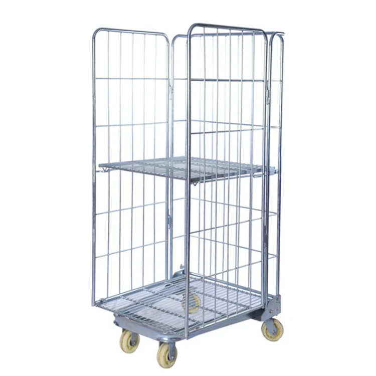 Pack N Roll Folding Trolley Cart Cargo Mobile Steel Wire Mesh Roll ...