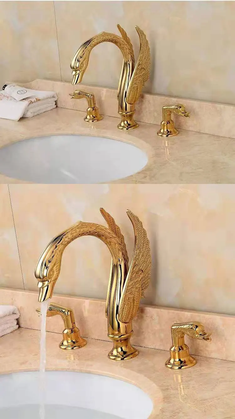 China Traditional Style Double Lever Brass Swan Faucets