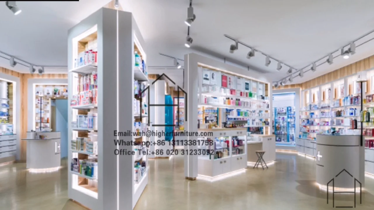 Medical Display Rack Retail Store Interior Design Dispensary Pharmacy ...