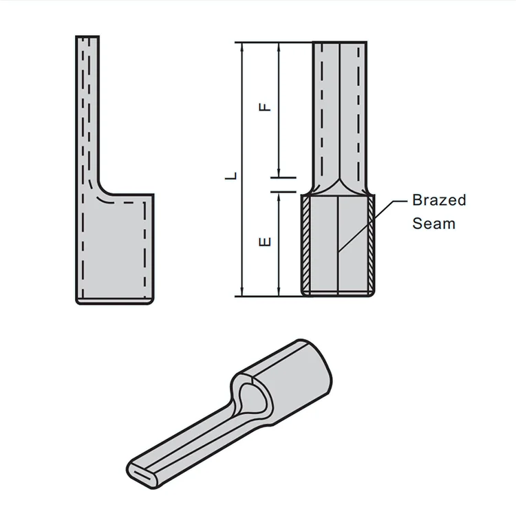 Non Insulated Braze Seam Pin Terminals PTNB 10 - 12
