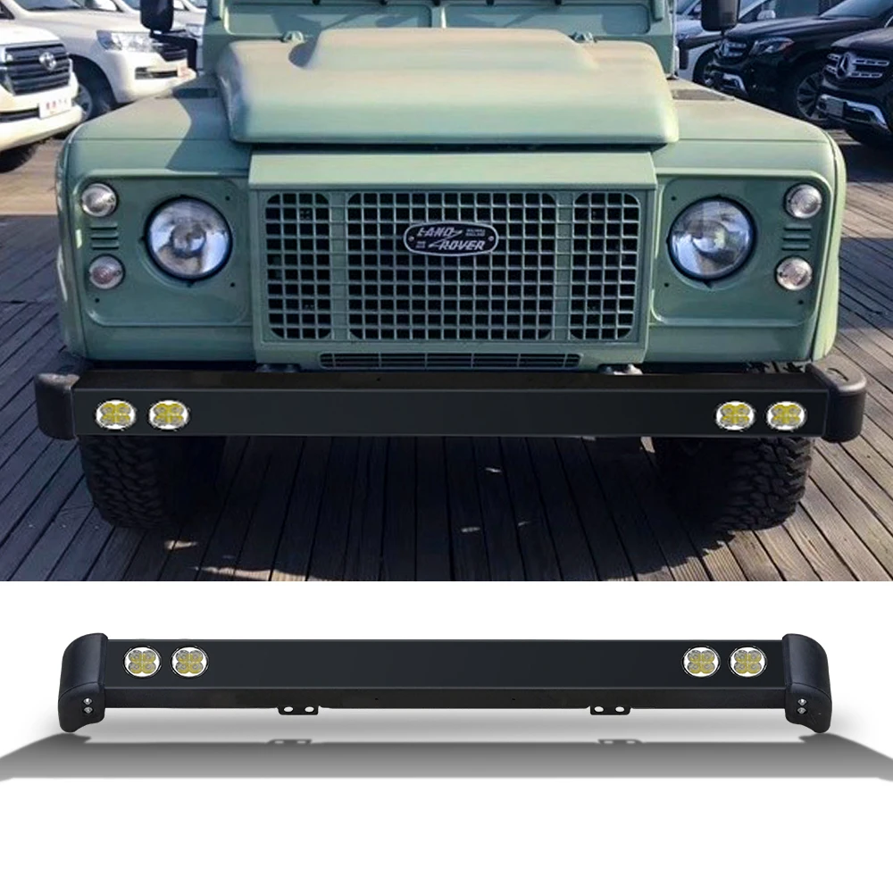 4x4 Accessories - Front Bumper with LED Lights for Land Rover Defender ...