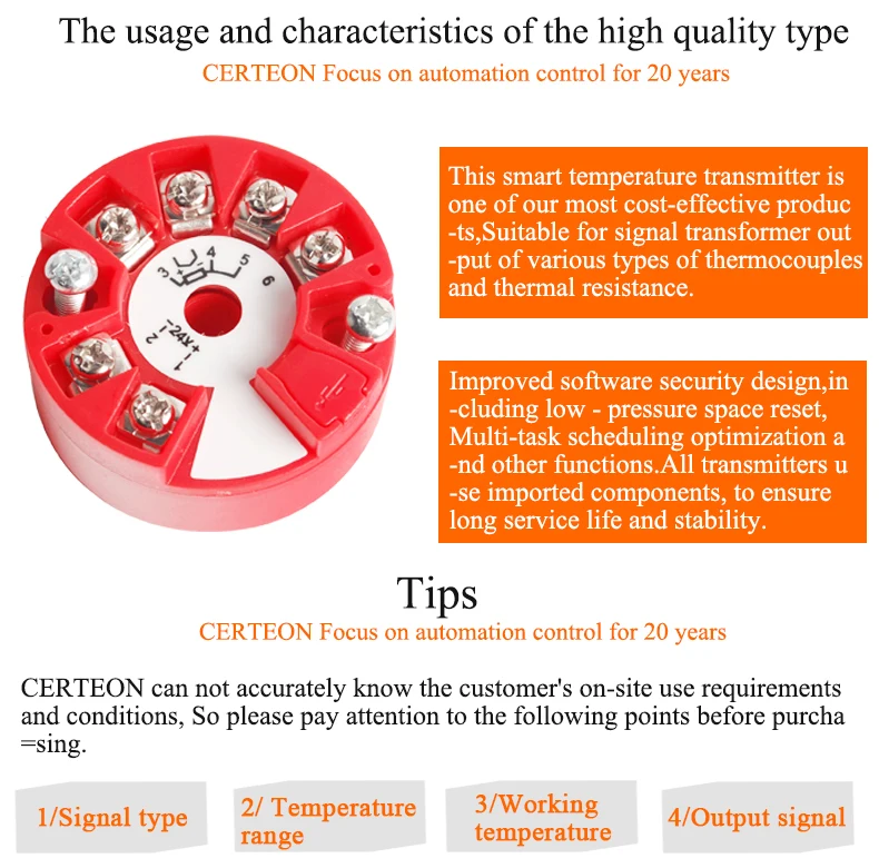 CERTEON Degree Modbus Pt1000 RTD PT100 Sensor Transmitter