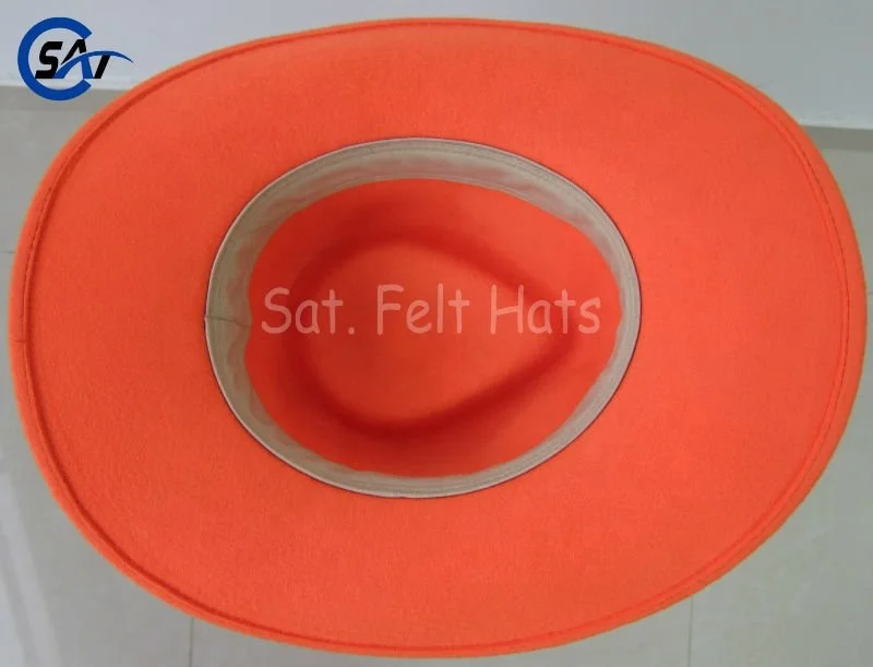 100% Wool Felt Solid Blaze Orange Cowboy Hat - Dobby Style