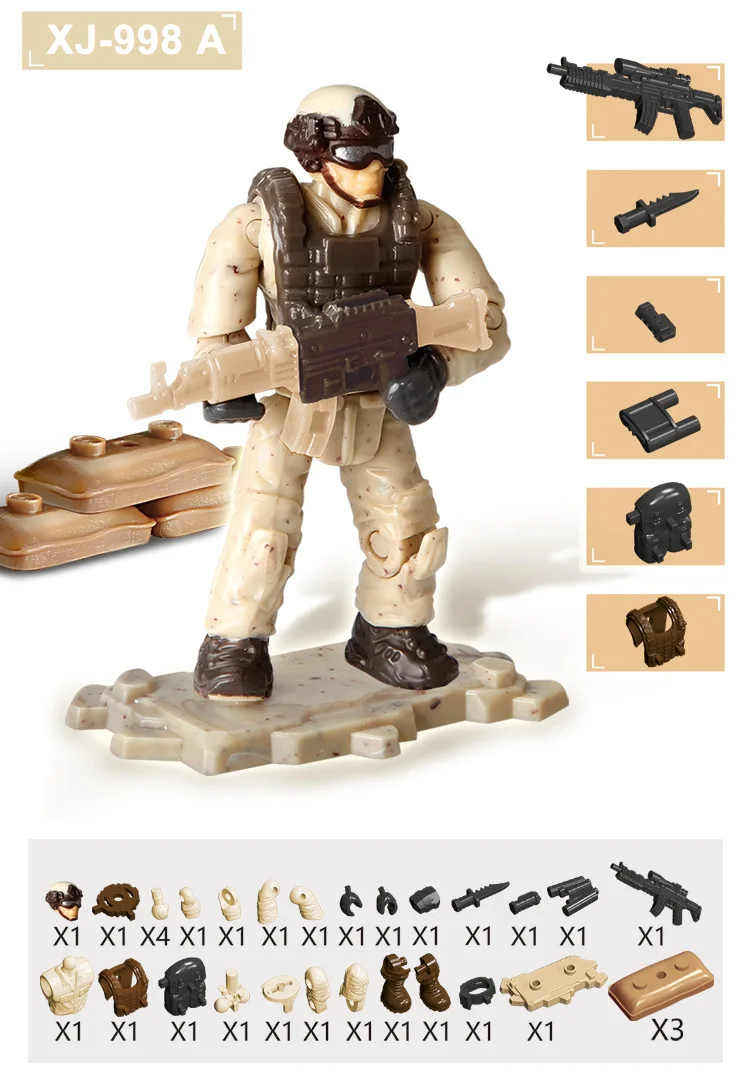 6 Mixed Special Forces Action Figures Army Man Toy Soldier Force Toy ...