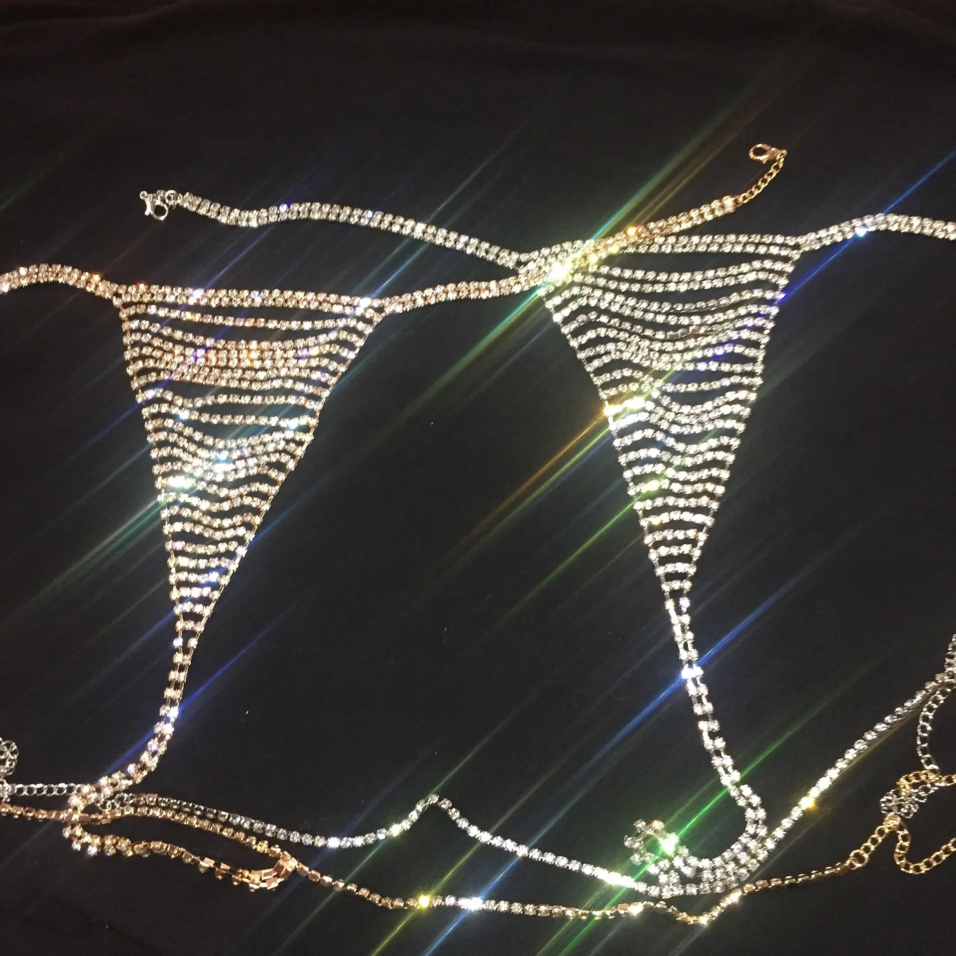 Sexy Simple Rhinestone Silver Chain Thong Jewelry Crystal Bikini ...