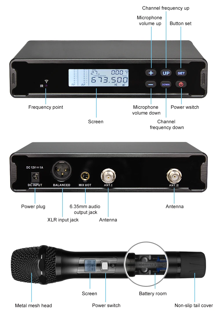 350 Meter Long Range UHF Mic - Professional Wireless Microphone