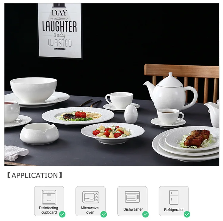 Elegant White Ceramic Dinnerware Sets by CIXUAN