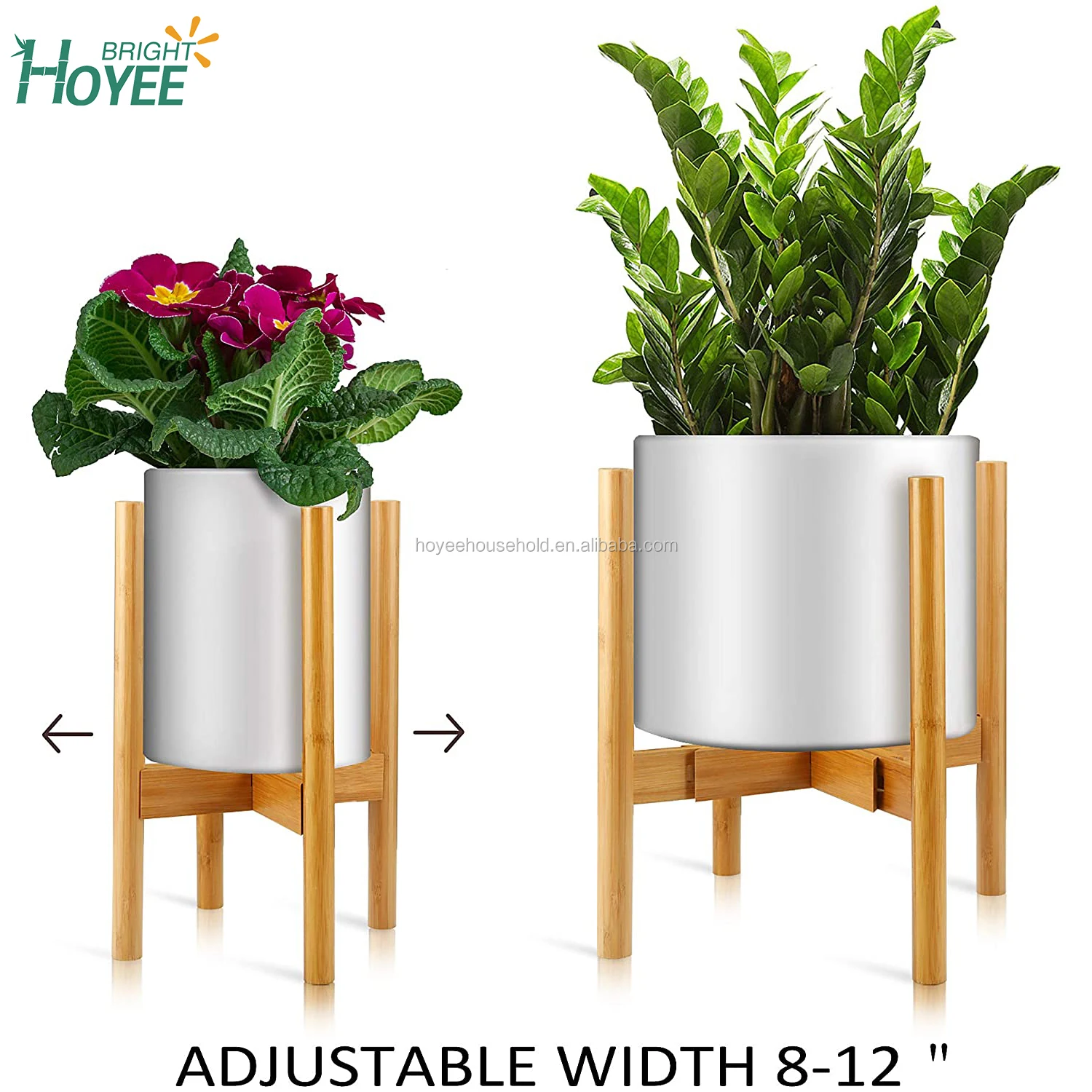 Adjustable Plant Stand Mid Century Modern Bamboo Wood Indoor Plant ...