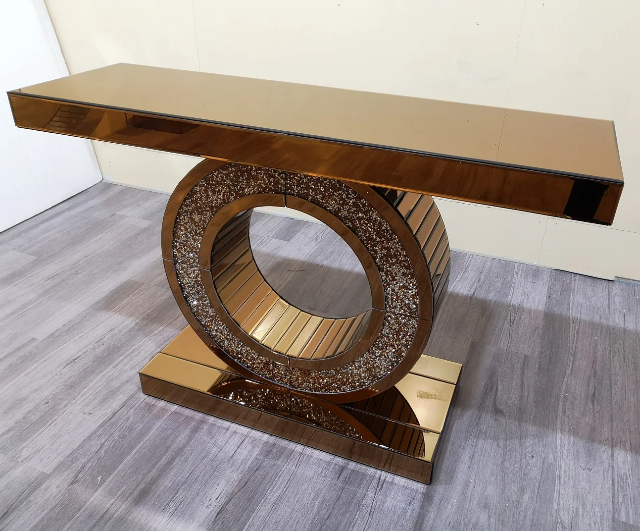 Factory Custom Modern Luxury Glass Console Table with Gold Finish ...