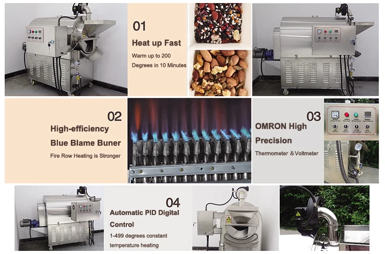 30kg/batch-500kg/batch Soya Roaster Oat Roaster Chinese Roaster