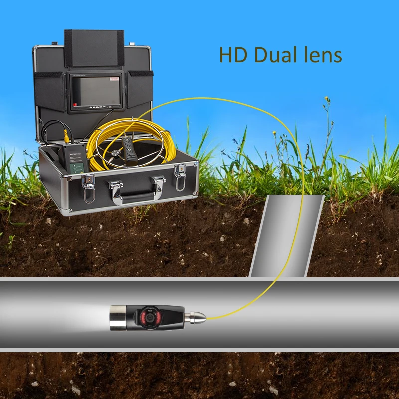Wp90e 50m Pipe Dual Cameras Pipeline Inspection System 9inch Monitor ...