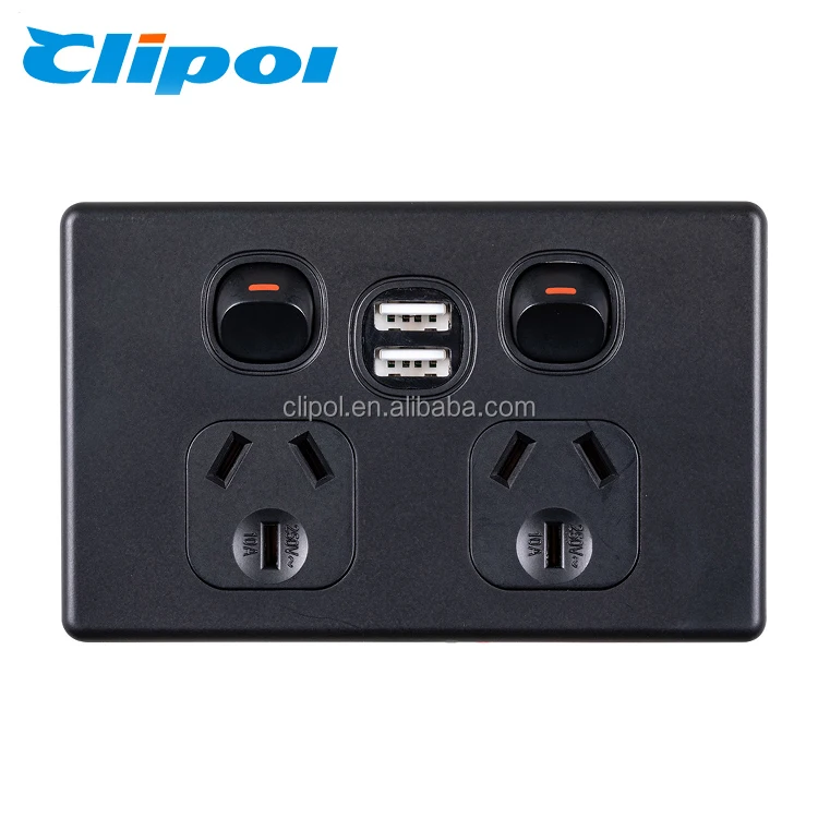 Australian Standard Socket with USB - 10A, 250V Power