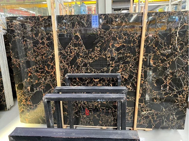 Calcite Portoro Brown Black and Golden Potro Flooring