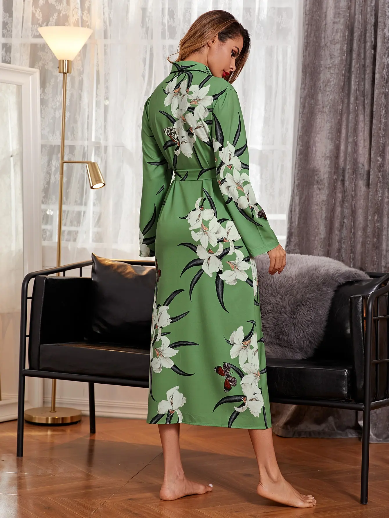 High Quality Long Sleeve Solid Robe Bridal Robe Belted Wrap Luxury ...