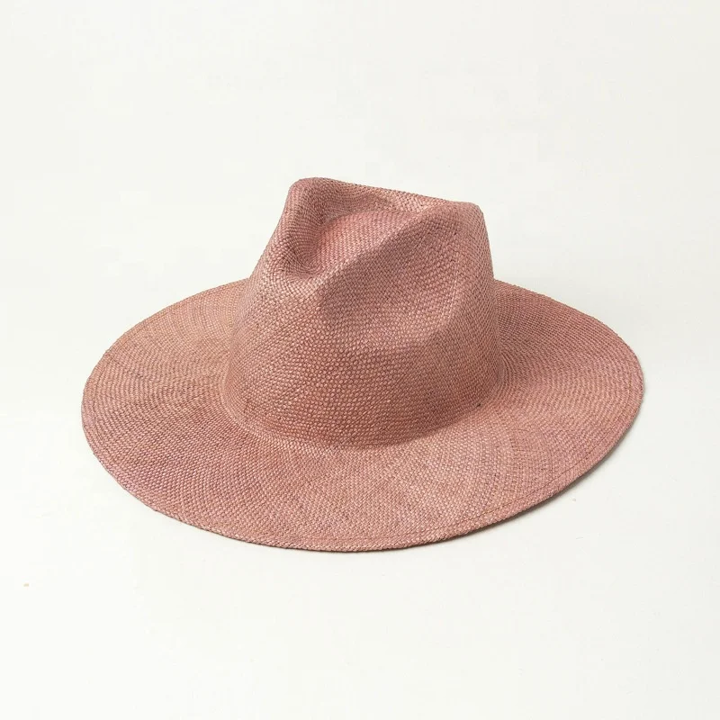 Custom Deluxe Natural Straw Sun Fedora Hat - Bao Straw Panama Hat for ...