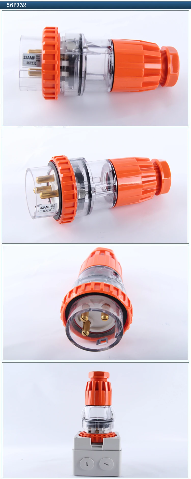56P532 32A 20-Amp 5 Pin Plug Straight Round Single Phase
