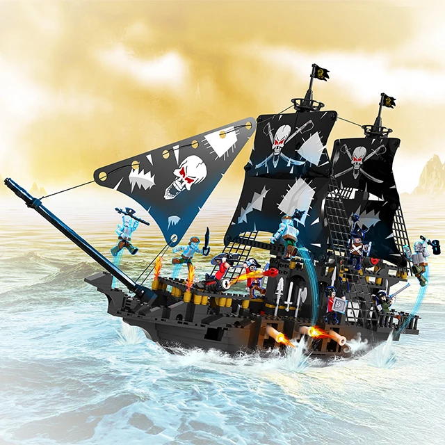 Cogo 807 Pcs Diy Pirate Ship Model Abs Plastic Learning Play Set ...