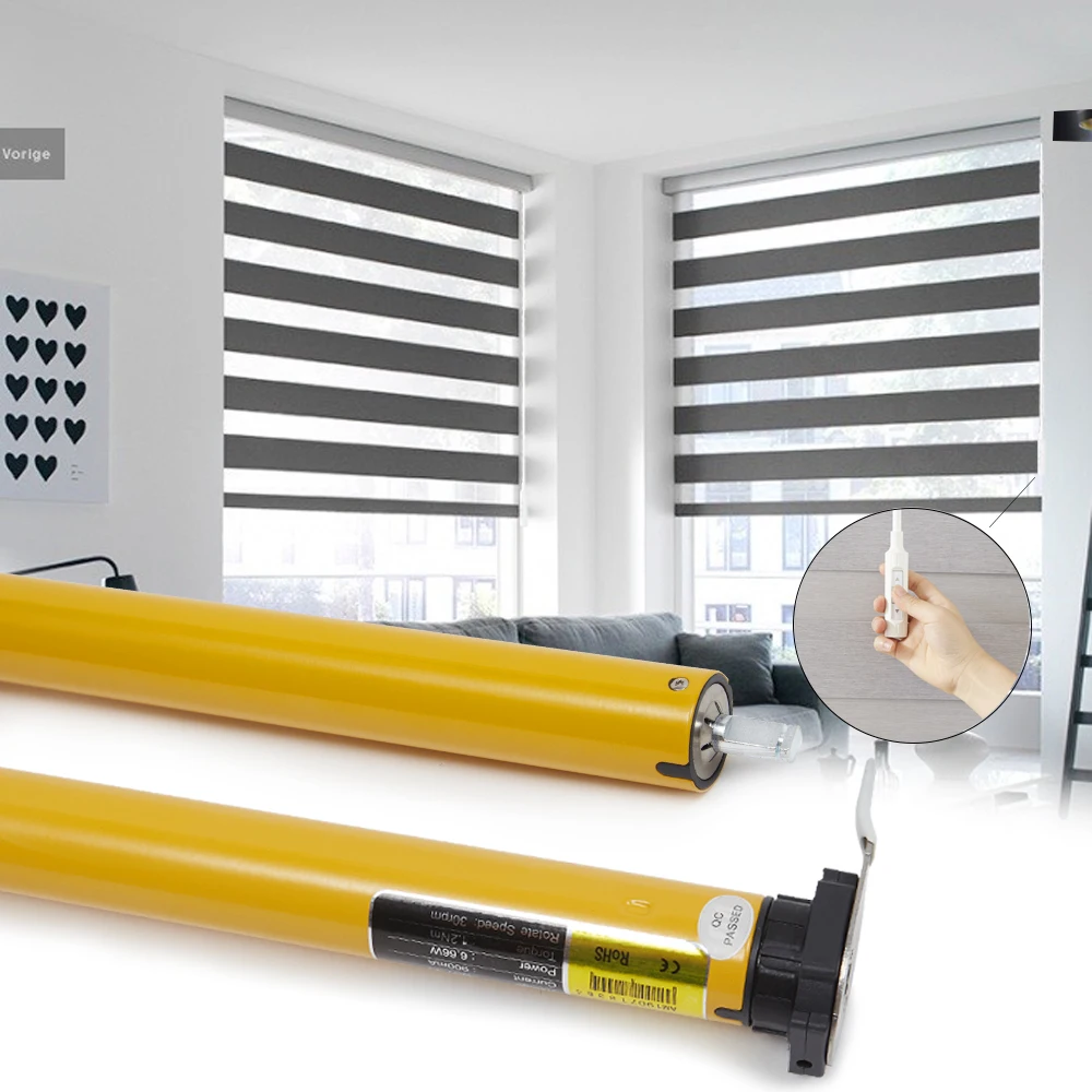 Cordless Zebra Blinds With Wand Control Motor Electric Zebra Shades ...