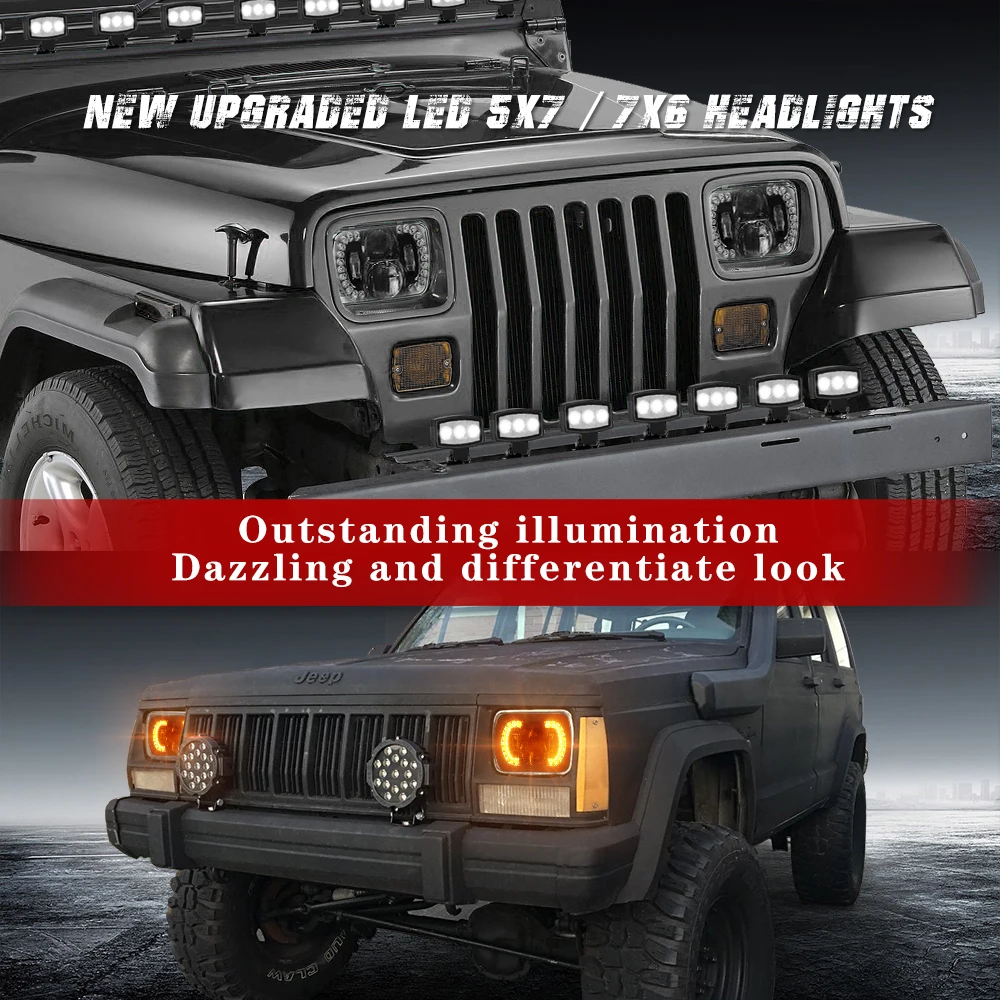 High Brightness 120w Square Headlight 5x7 Led Headlights Headlamp 7x6 ...