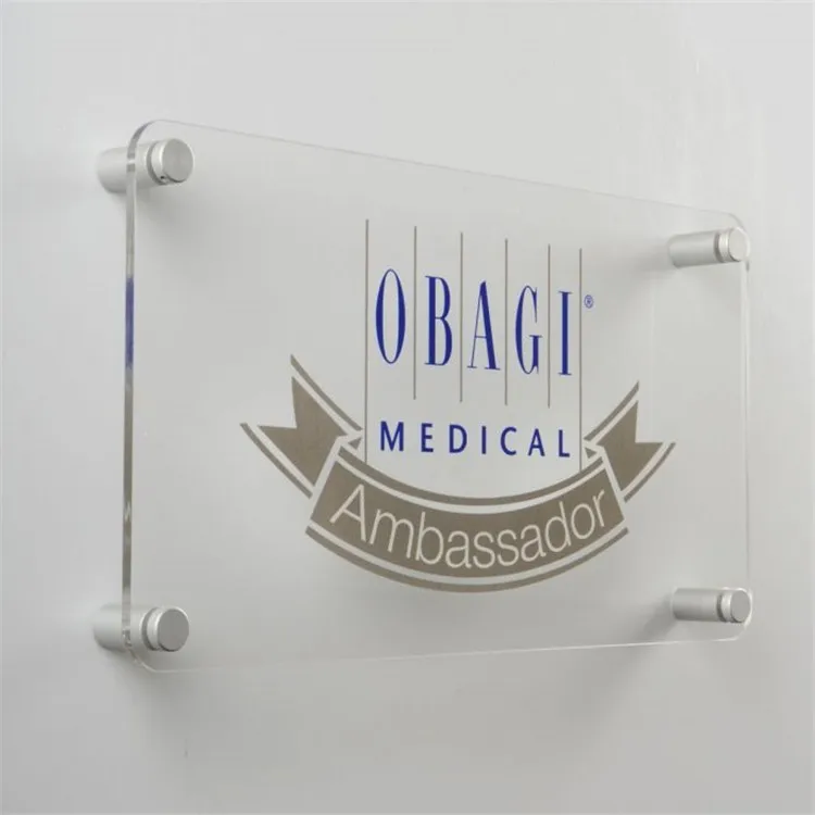 Rectangular Clear Acrylic Office Signs With Stand Off Mount Acrylic ...