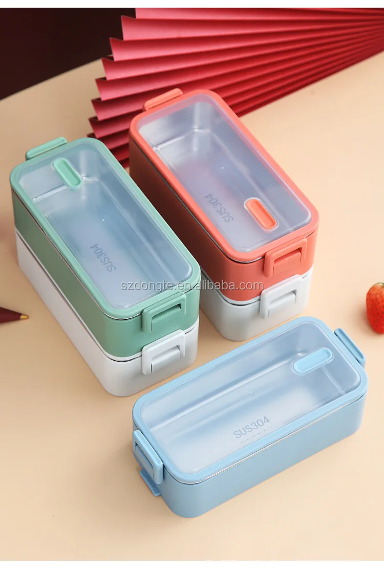 Eco Friendly Lunch Box Stainless Steel Kids 2 Layer 304 Stainless Steel ...