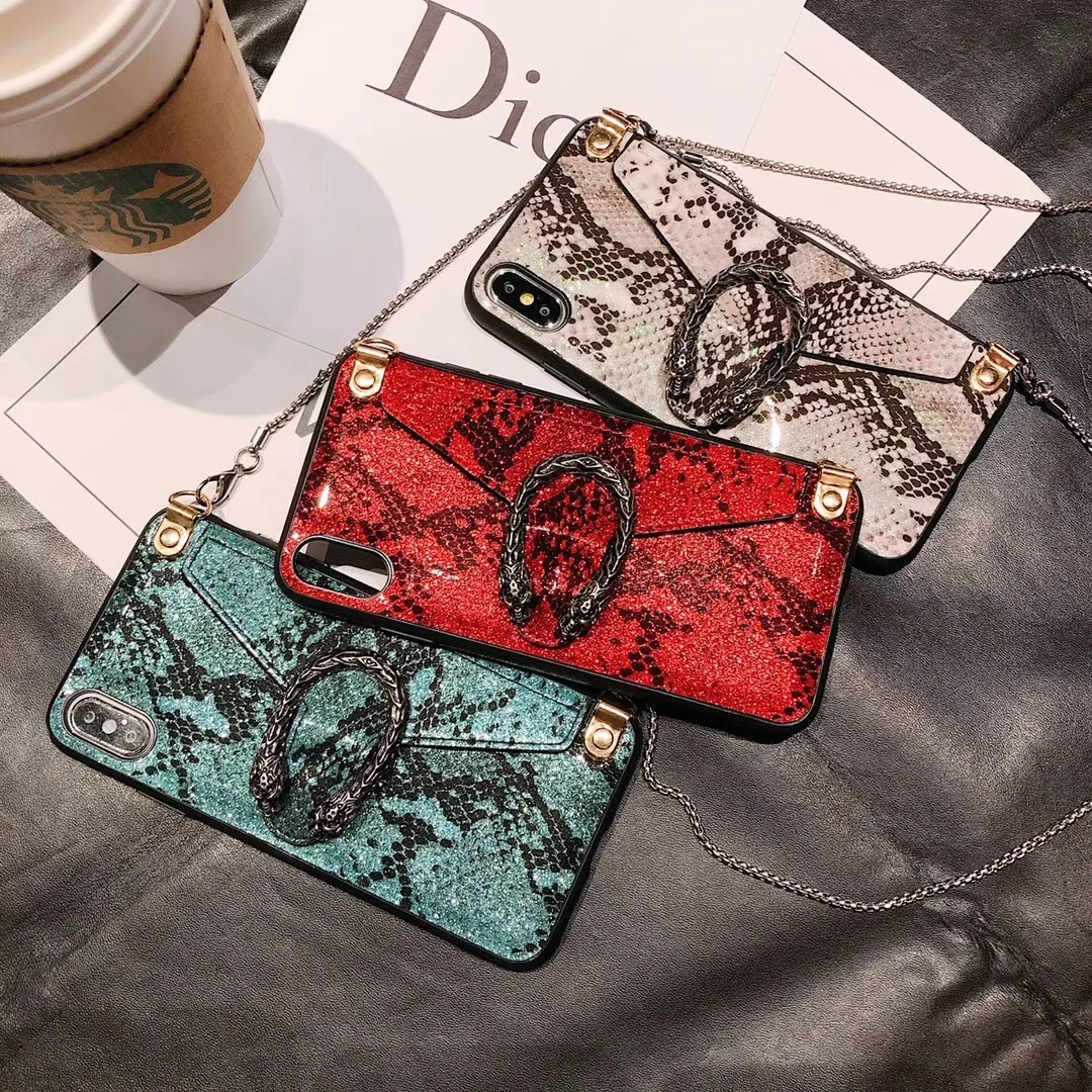 Luxury Designer Snake Skin Lanyard Crossbody Cell Phone Case With ...