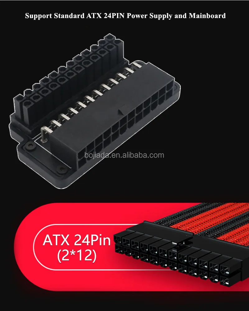 Atx 24pin 24 Pin Female To Male Adapter Converter Card Right Angle 90 ...