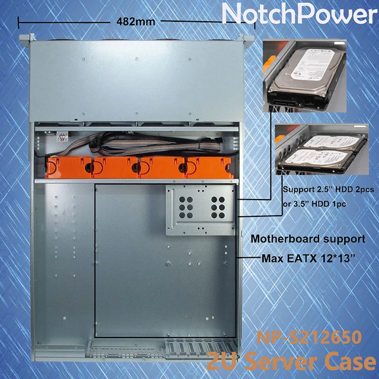 2U Hot Swap Server Case for NAS - SAS or SATA Backplanes