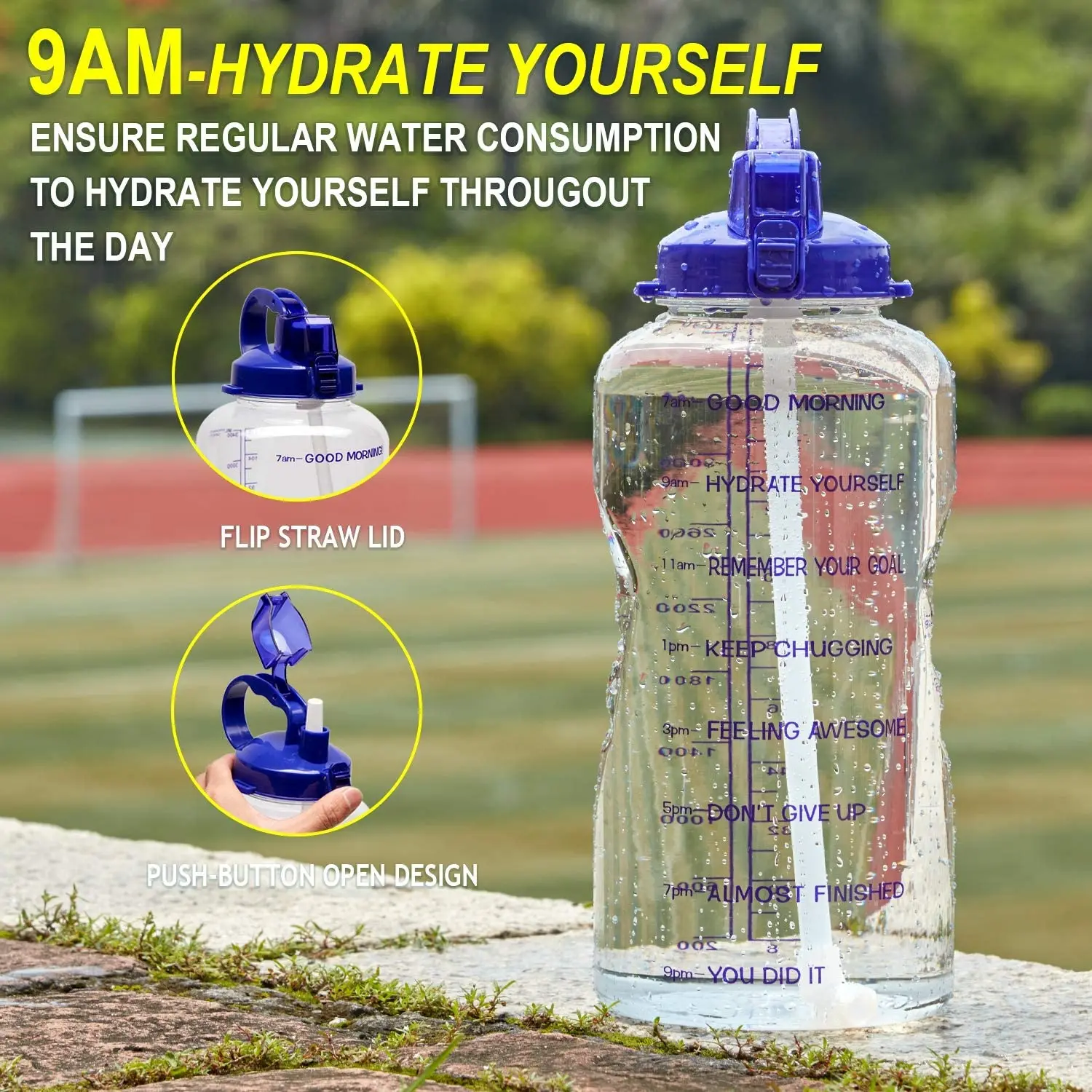 Gallon Water Bottle With Unique Timeline/measurements/goal Marked Times ...