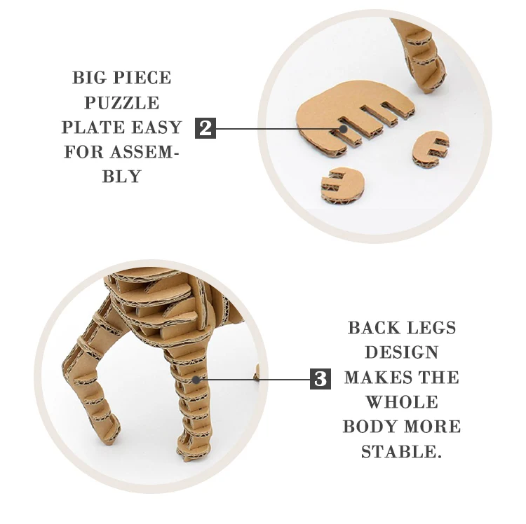 3D Cardboard Animal Puzzle Horse Model for Kids – DIY Educational Toy ...