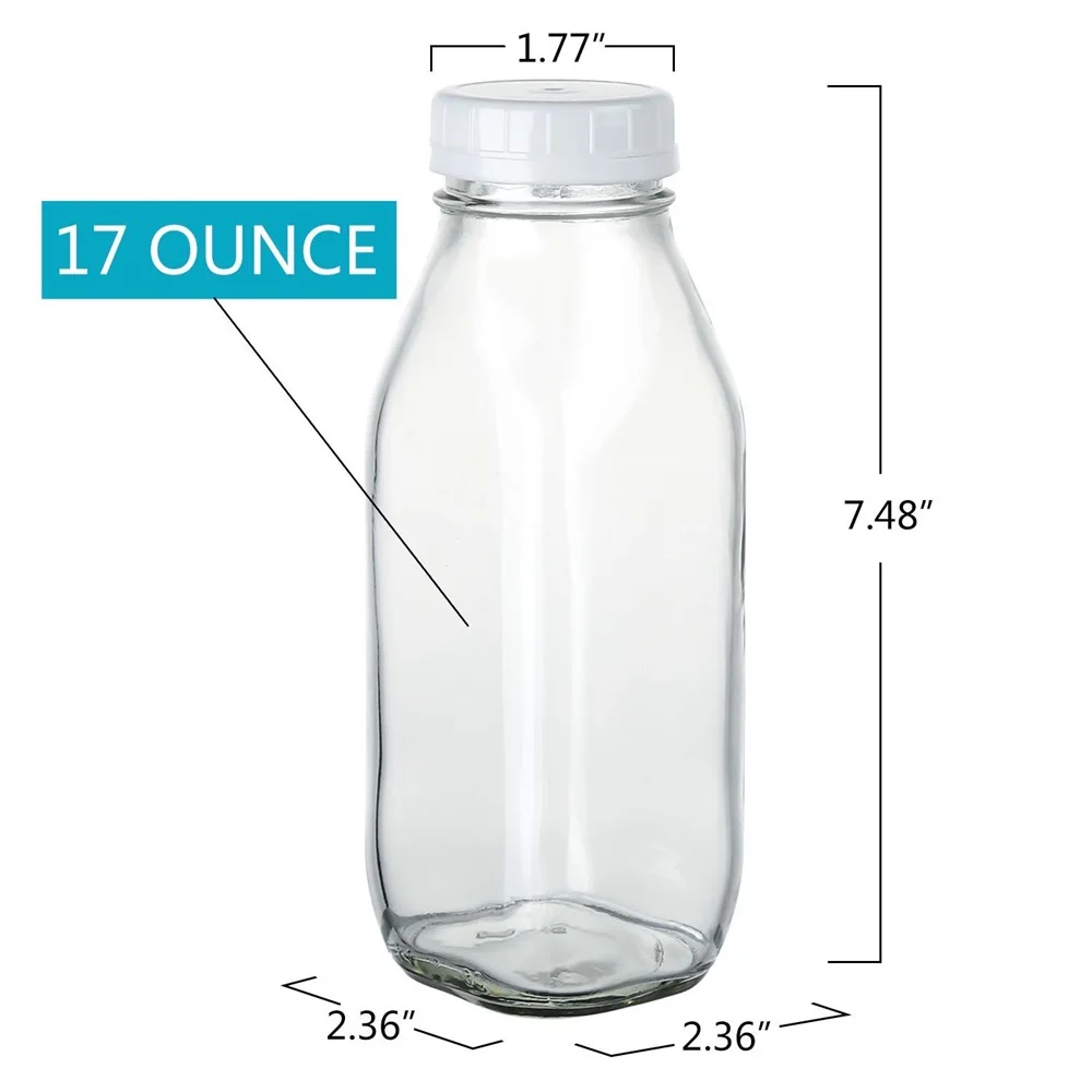 17oz Square Water Glass - Versatile & Durable Beverage Container