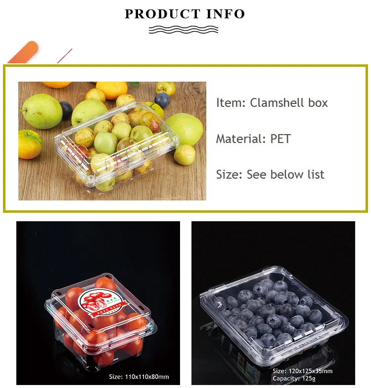 Fruit Box Container 500g Disposable Food PET Transparent Customized BT ...