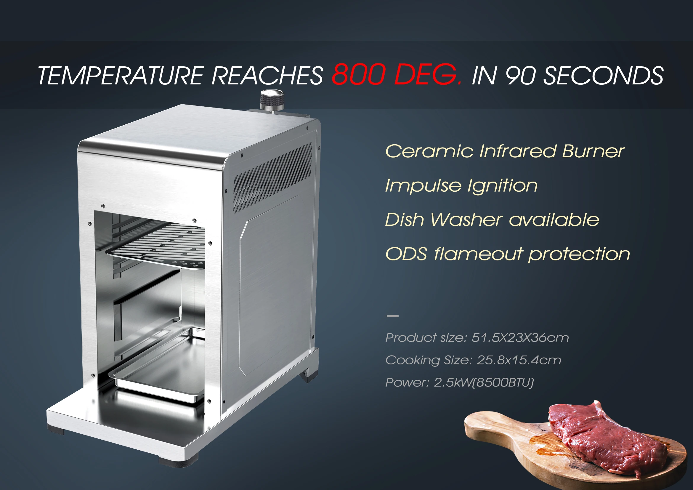 Pro Commercial Infrared Steak Grill Broiler Propane Gas