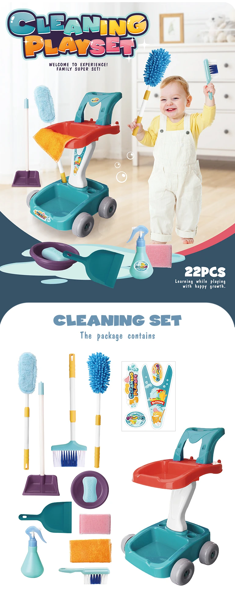 Educational Kids House Cleaning Play Set - 12 PCS Tool Toy