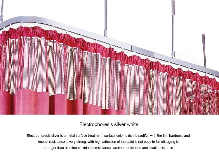 Aluminium Hospital Curtain Rail Hardware Metal Ceiling Mount Bendable ...
