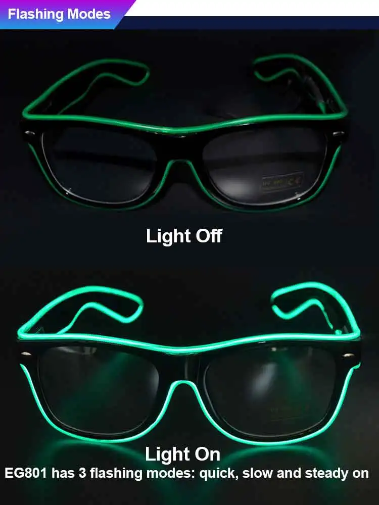 SUNJET Custom Logo Flashing LED EL Glasses for Parties