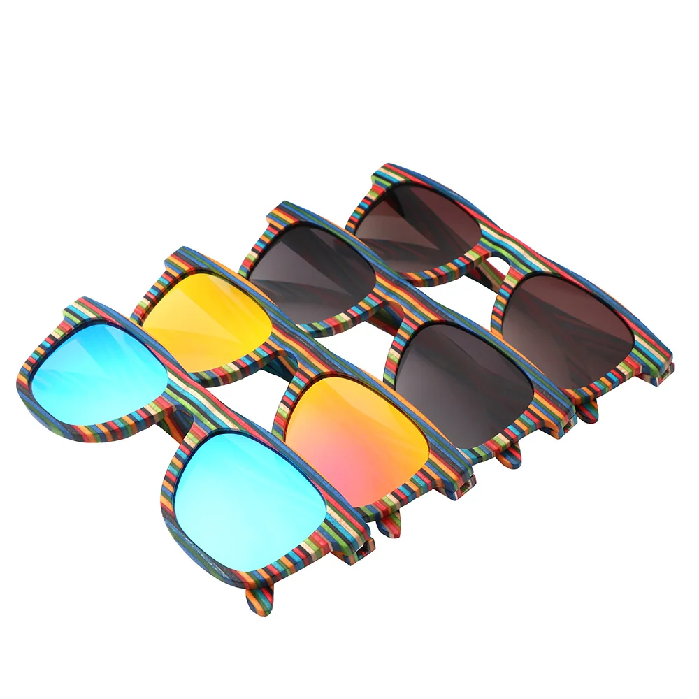 Multi Layer Color Skateboard Bamboo Wooden Frame Sunglasses - Buy Uv400 ...