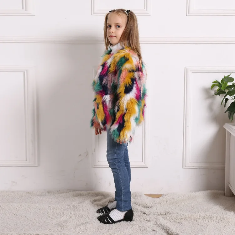 Winter Children Clothing Girls Outwear Jacket Furry Plush Fluffy Faux ...